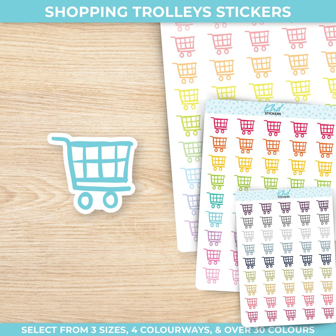 Buy Shopping Trolley Planner Stickers, Three Sizes Including Tiny ...