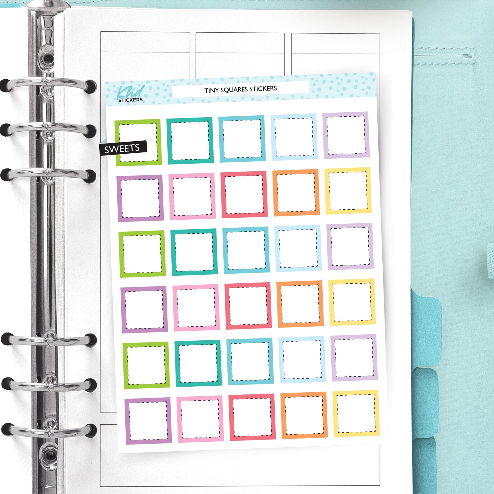 Tiny Squares With Dashed Borders, Boxes Functional Planner Stickers - Etsy