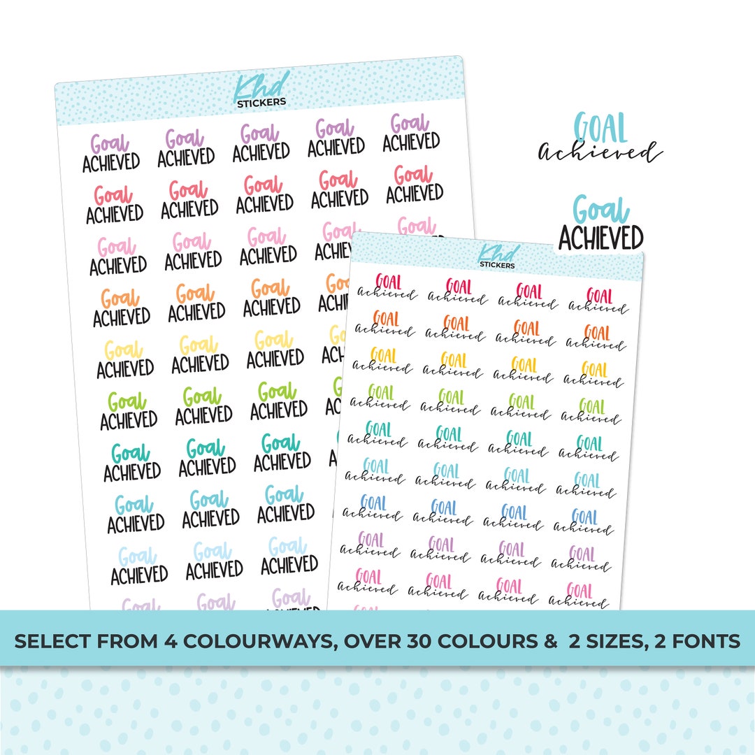 Goal Achieved Stickers Planner Stickers Two Sizes and Font - Etsy Australia
