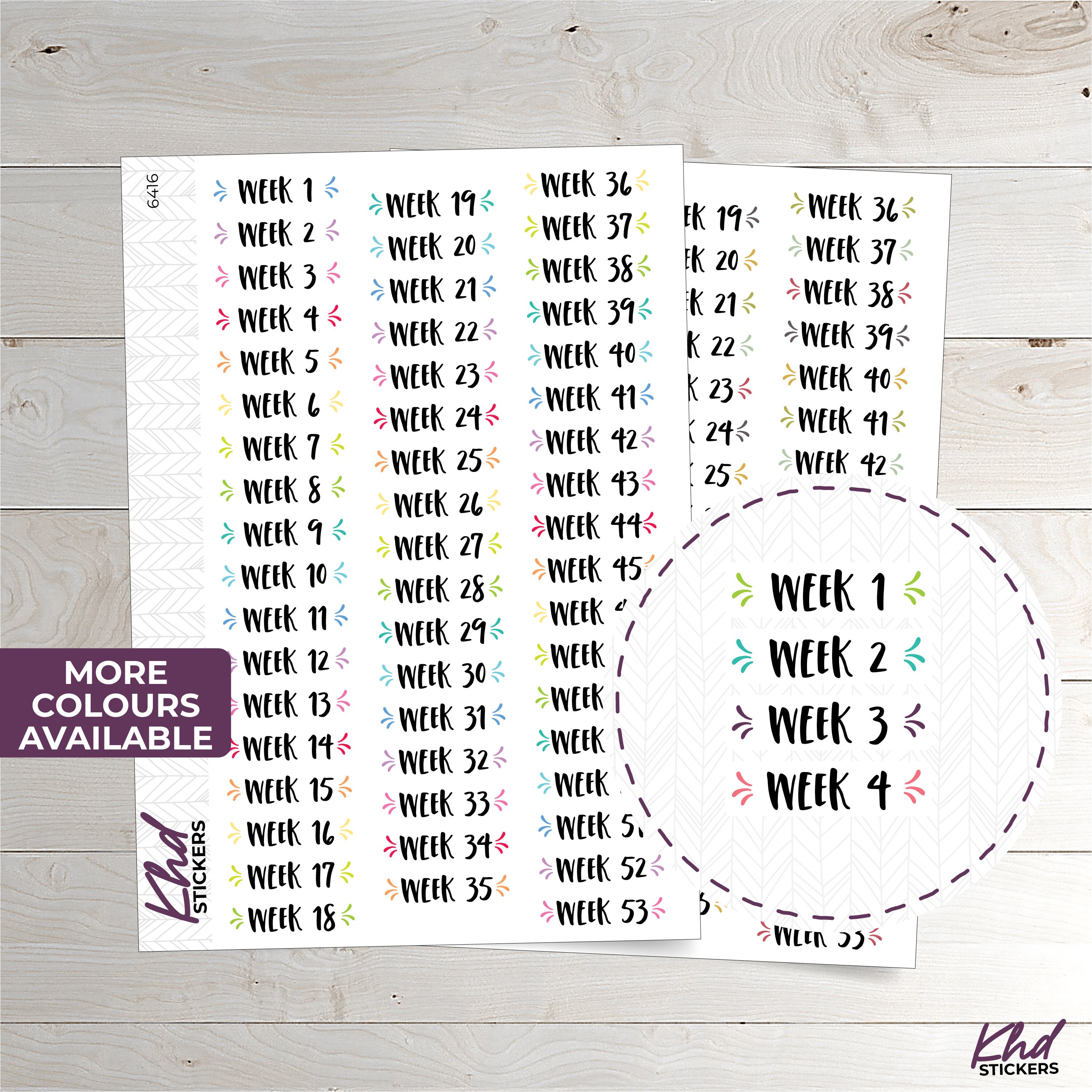 Weeks of the Year Stickers Planner Stickers Removable | Etsy
