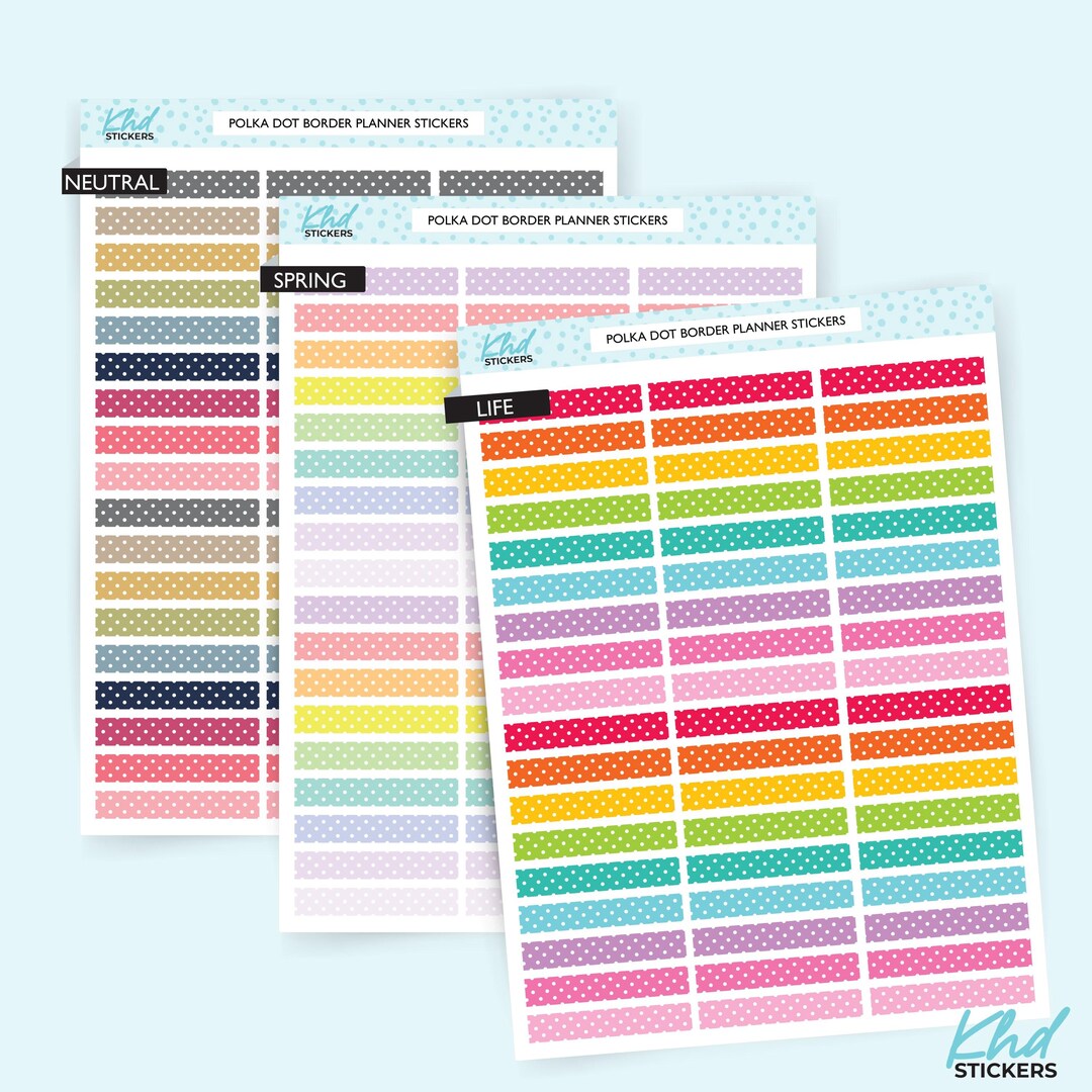 Divider Stickers - Polka Dot Borders and Dividers for 1.5" 38mm Planner ...