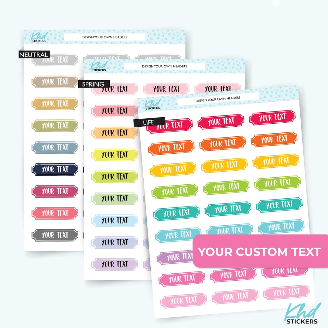 Design Your Own, Fun Header Stickers, Planner Stickers, Removable - Etsy