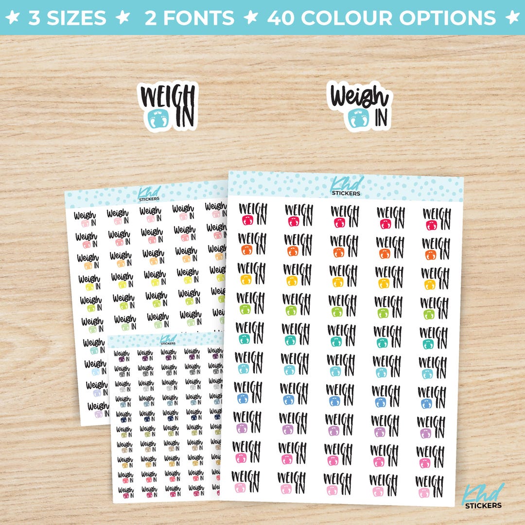 Weigh in Planner Stickers, Three Sizes Including Tiny, Removable - Etsy