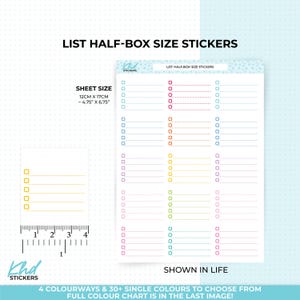 Checkbox List Half-box Size Stickers, Planner Stickers - Etsy