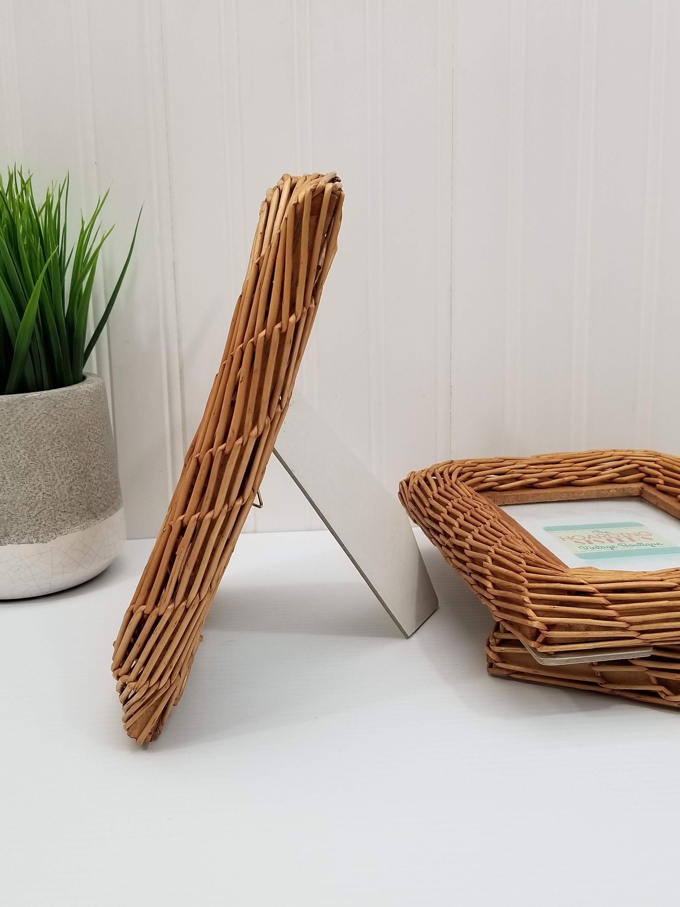 Wicker, Rattan & Wood 4 x 6 Photo Frames, Cardboard Back, Glass Face ...