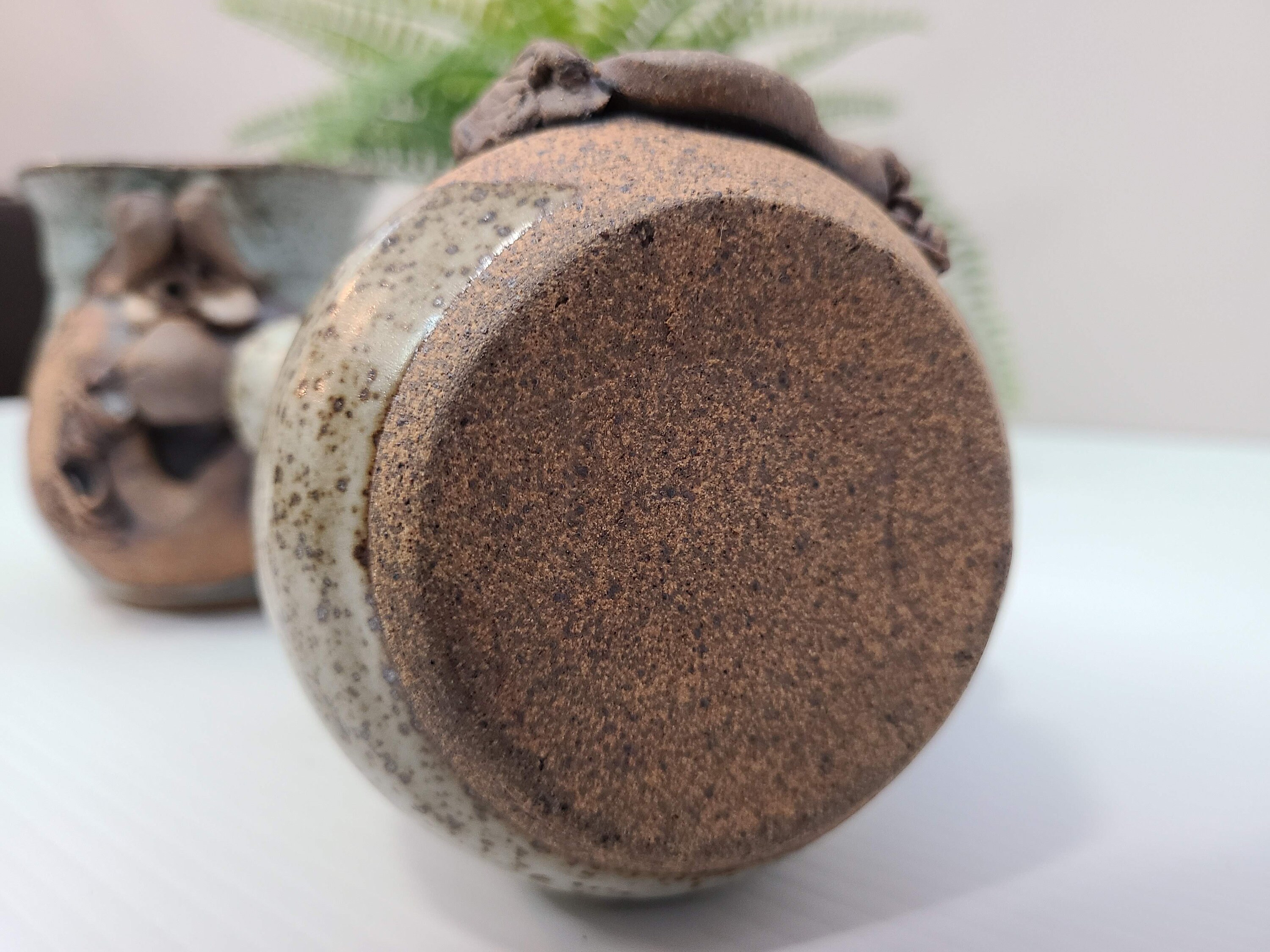 Ugly Face Pottery Creamer and Lidded Sugar, Grey, Blue with Brown ...