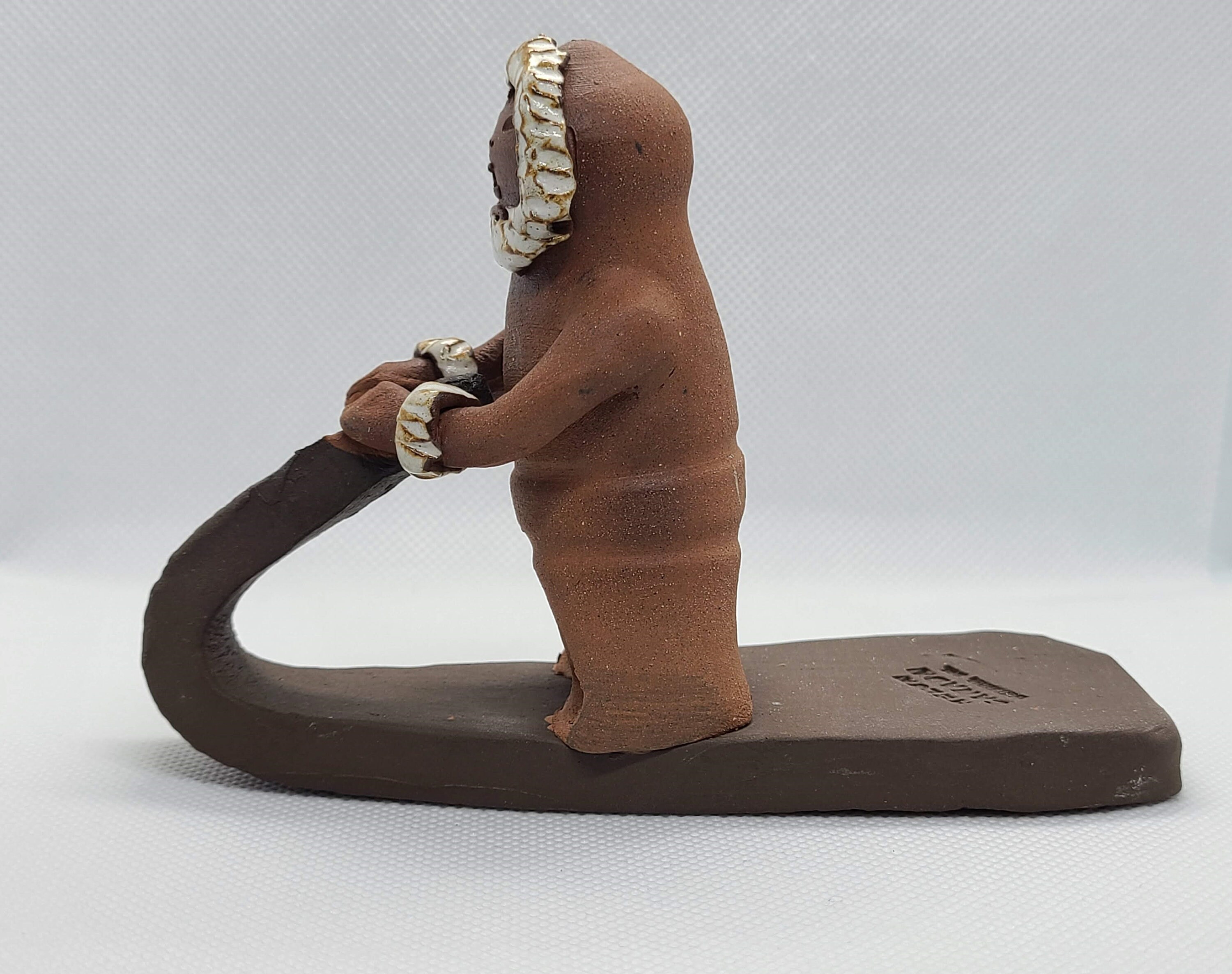 Vintage Canadian Red Clay Pottery Figurine of an Inuit Man on Sled by ...