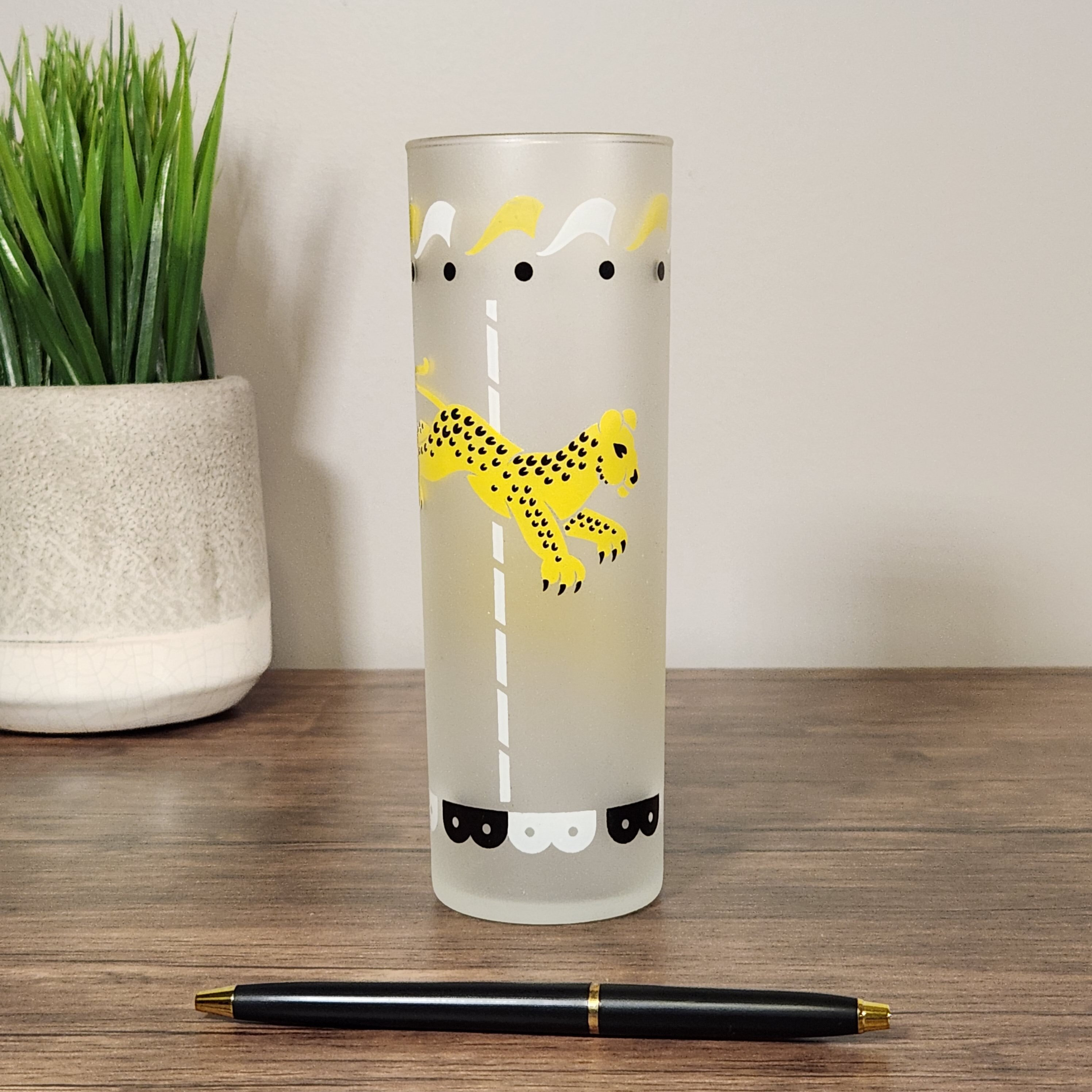 Libbey Carousel Glass, Spotted Leopard, Yellow, Black & White, Tom ...