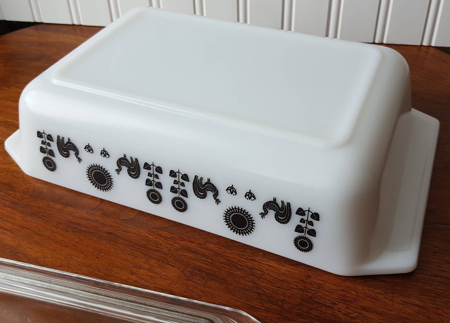 Mid Century Black Rooster Pyrex Space Saver, Oblong 2 Quart Casserole ...