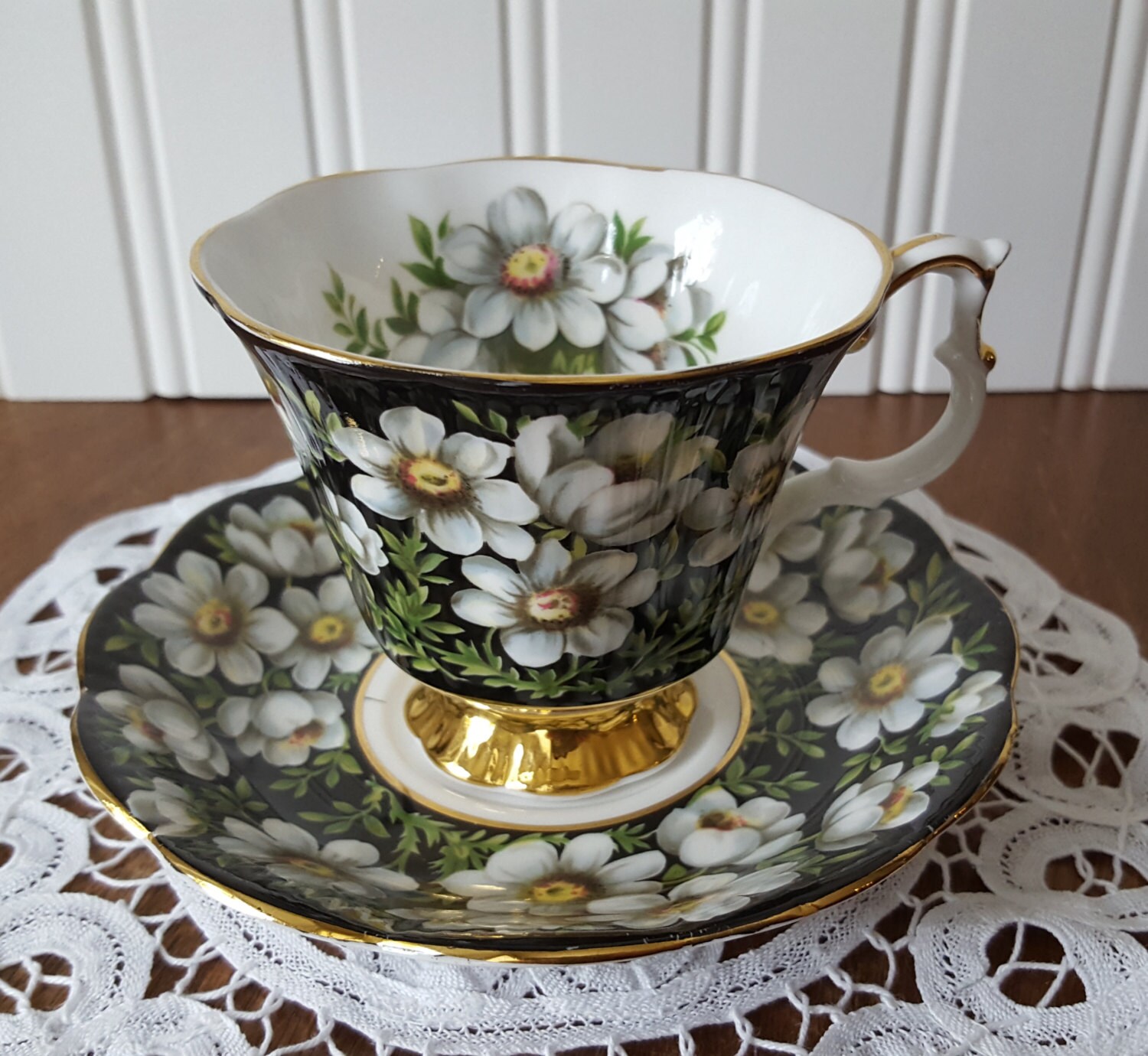 Royal Albert, Mountain Avens, Provincial Flower Series, Black Chintz ...