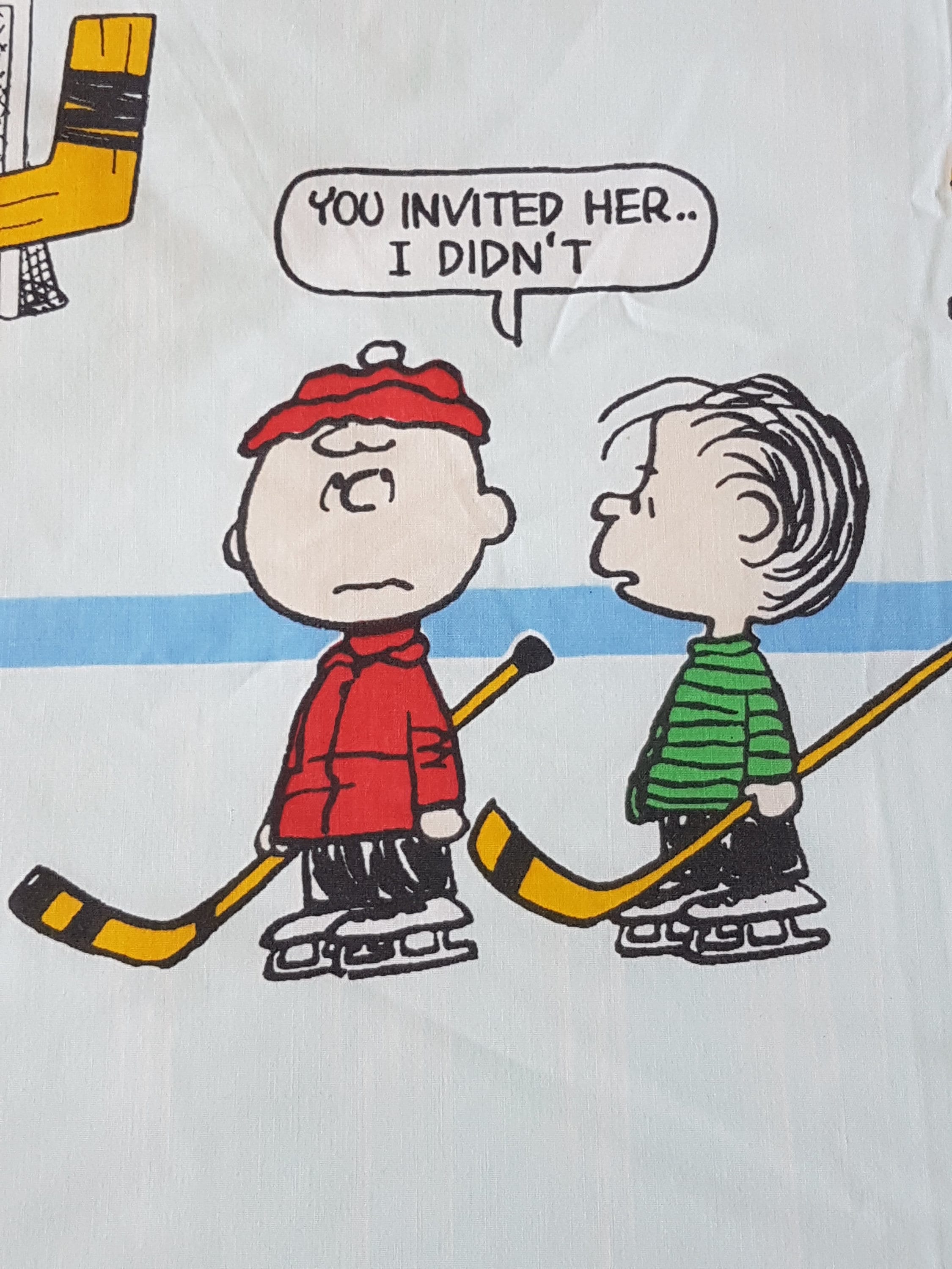 Vintage Snoopy Peanuts Gang Hockey Sports, Single Twin Flat Sheet ...