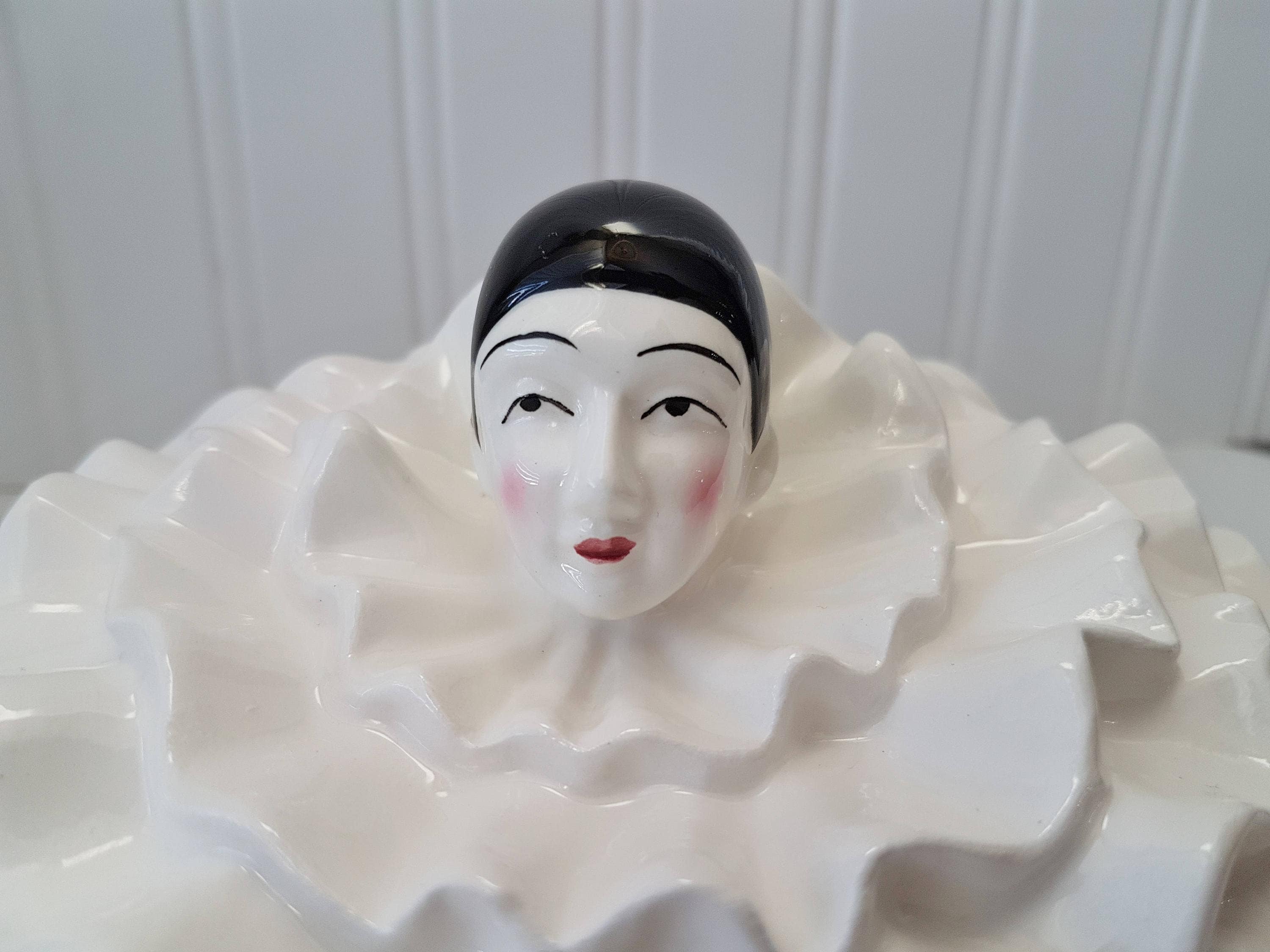 Vintage Pierrot Clown, Mime Round Ceramic Box with Lid by Taste Setter ...