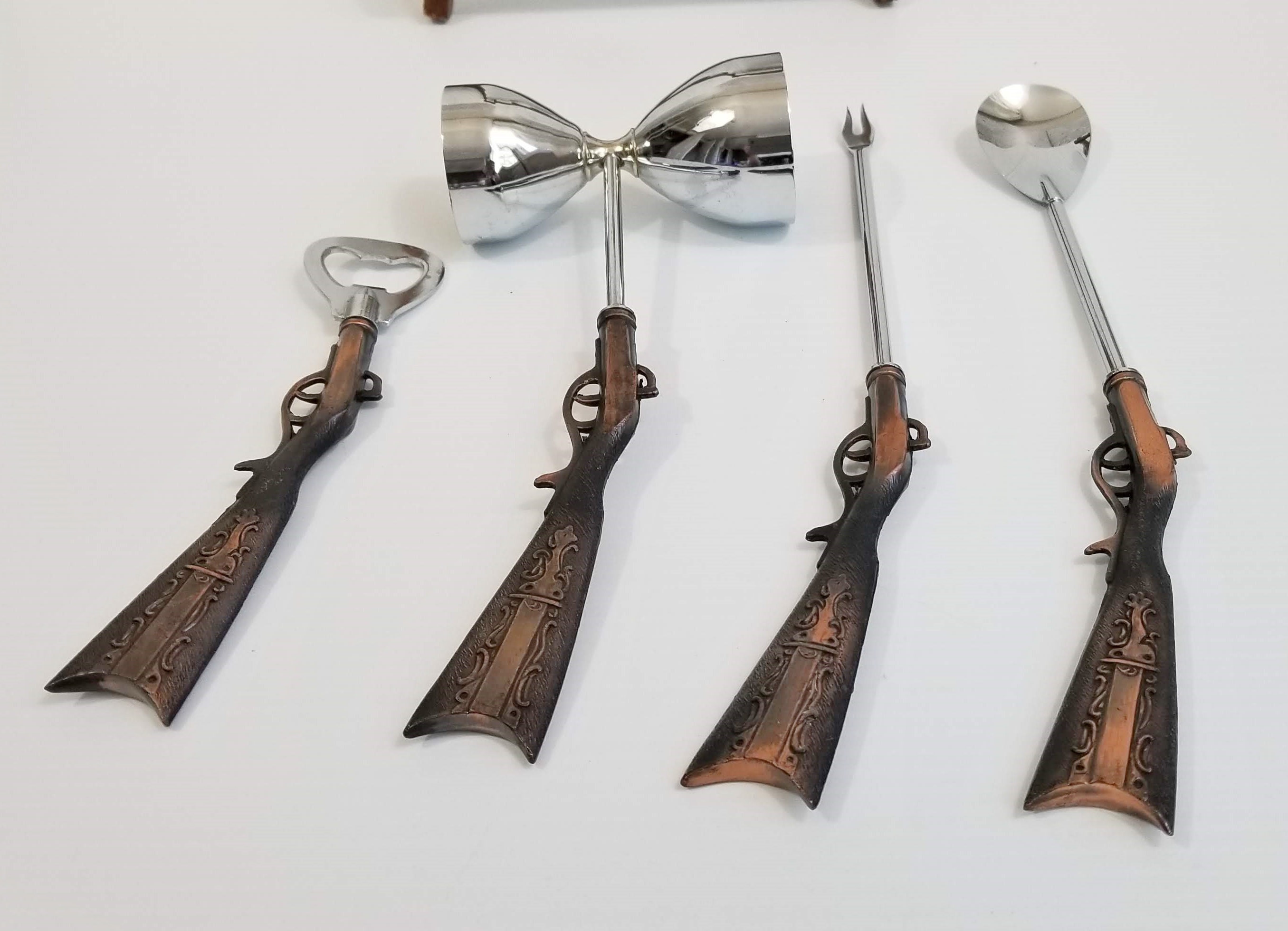 Rifle / Gun Bar Utensil / Tool Set, Wood Wall Mount, Hunter, Gun ...
