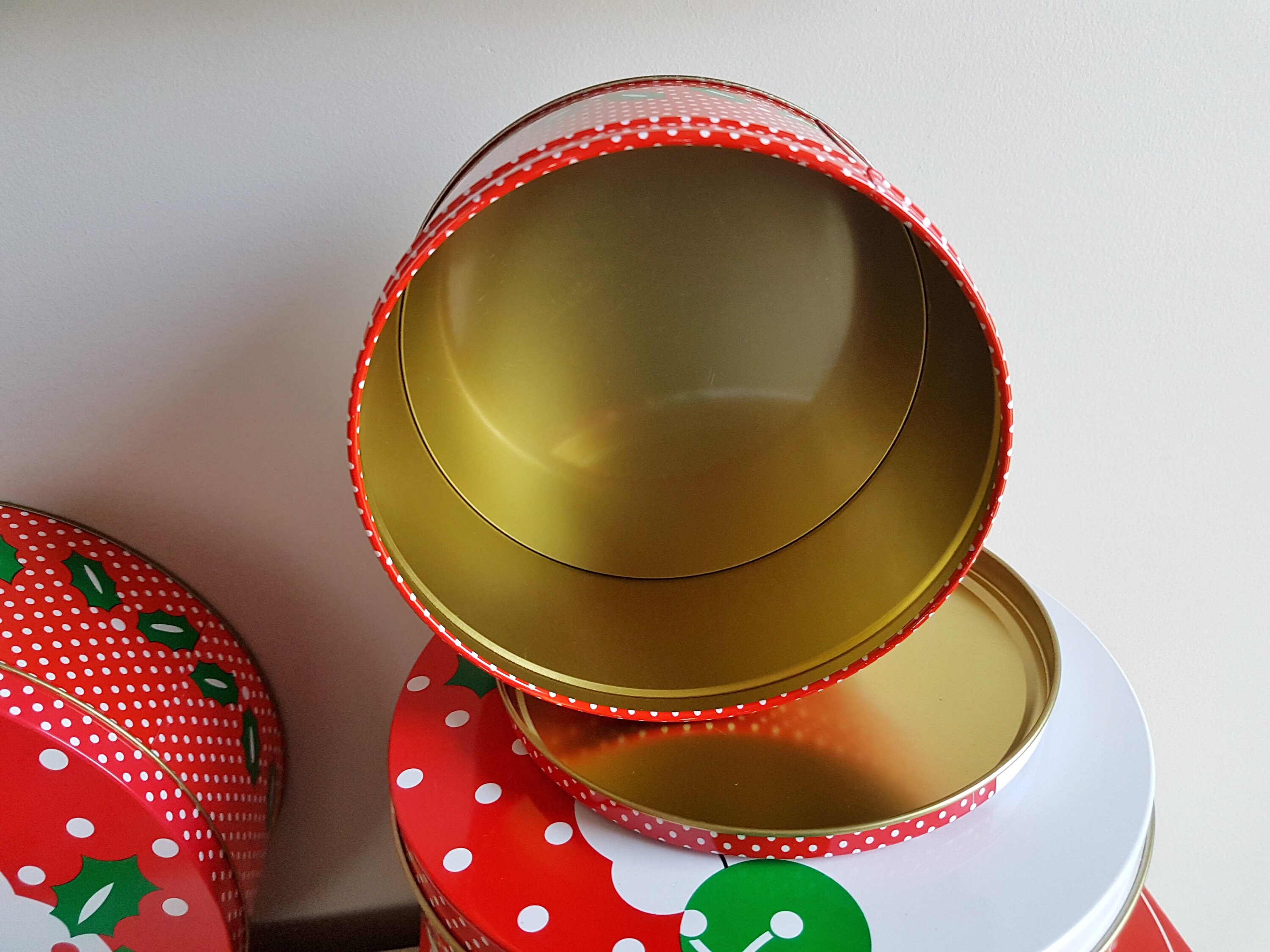 Set of 3 Nesting Holiday Tins NEW IN BOX- Jolly Santa Face, Cookie Tins ...
