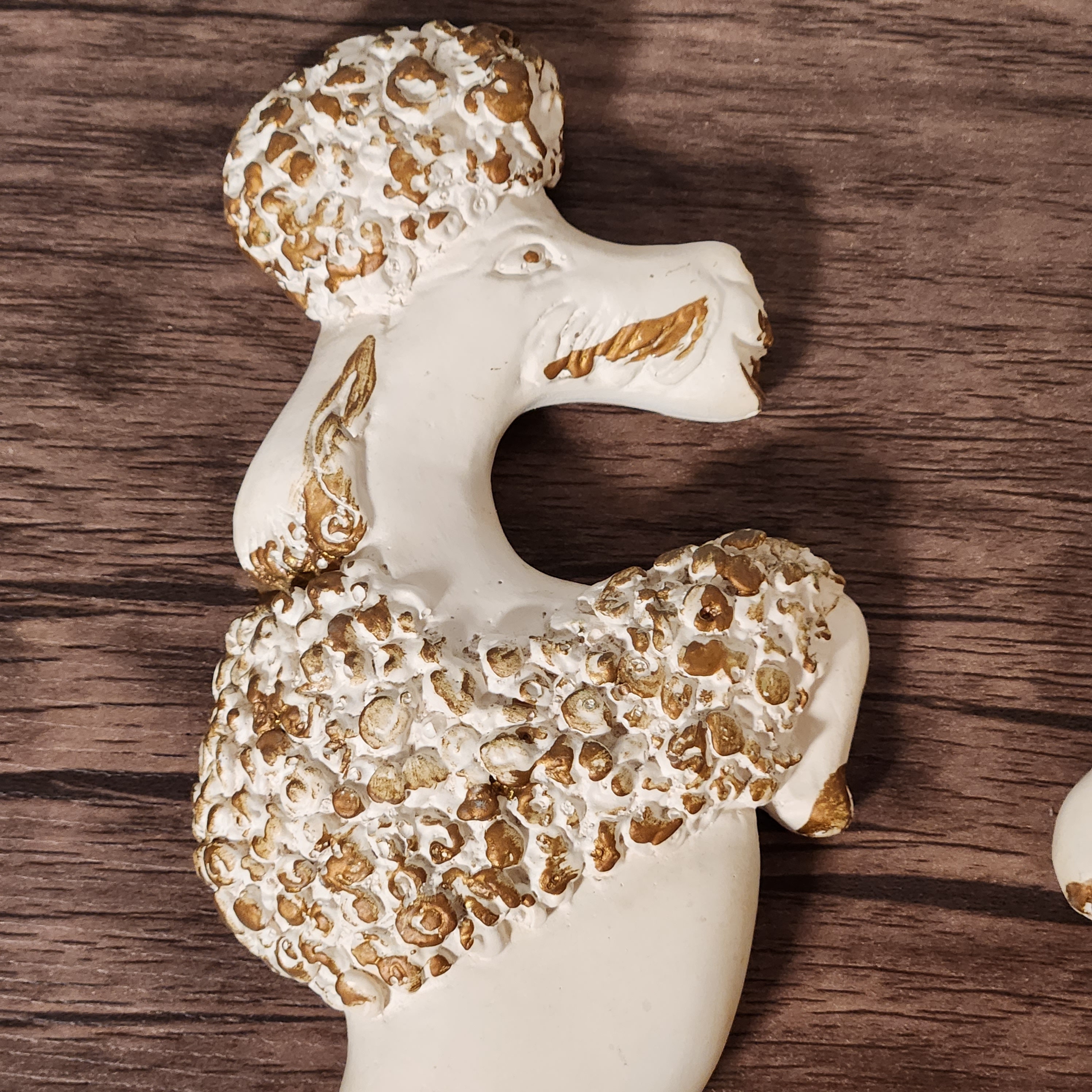 Mid Century Poodle Chalkware Wall Plaques, Set of 2, Cream and Golden ...