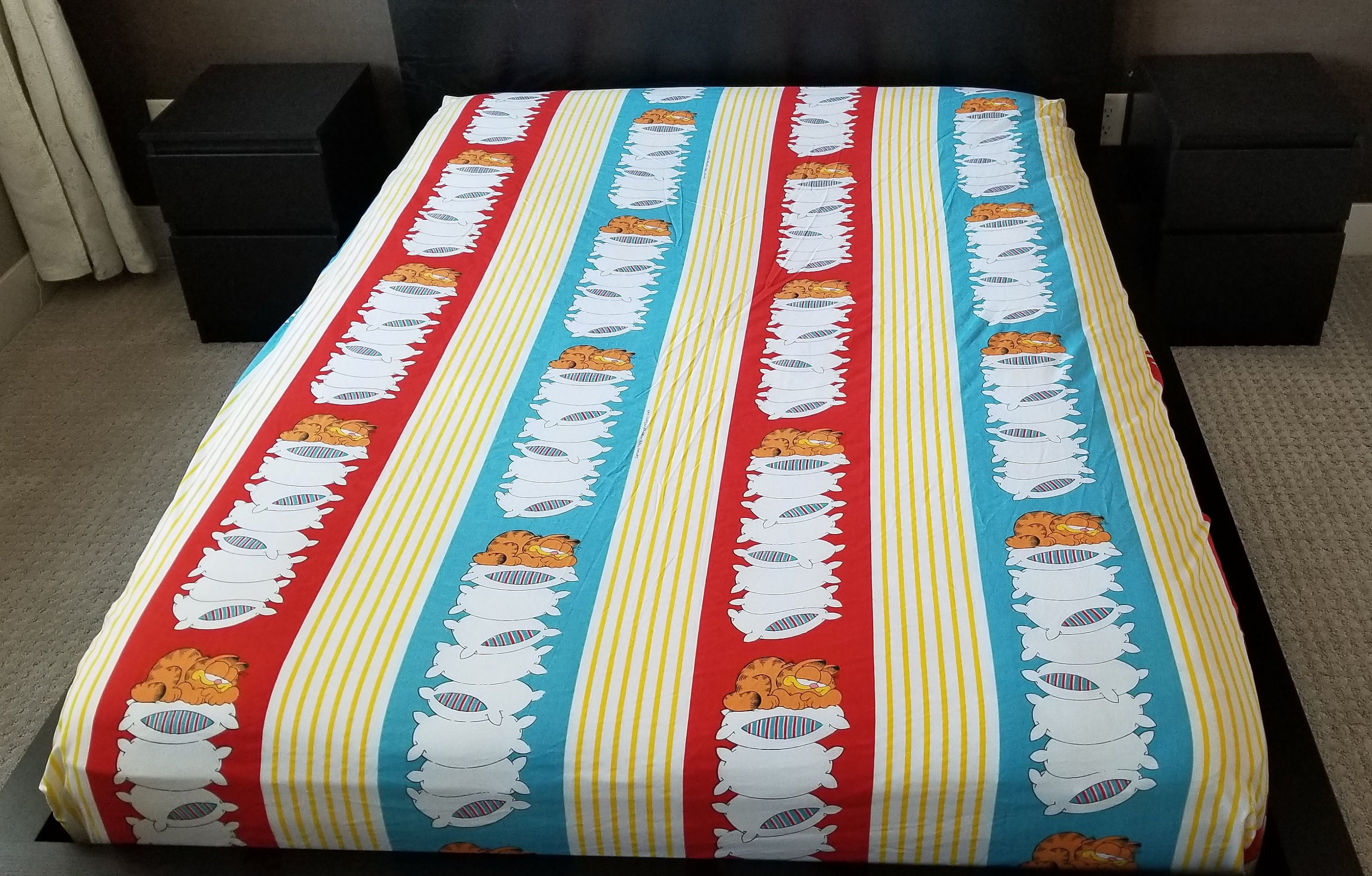 Vintage Garfield Character Double/Full Fitted Sheet~1978~Jim Davis ...
