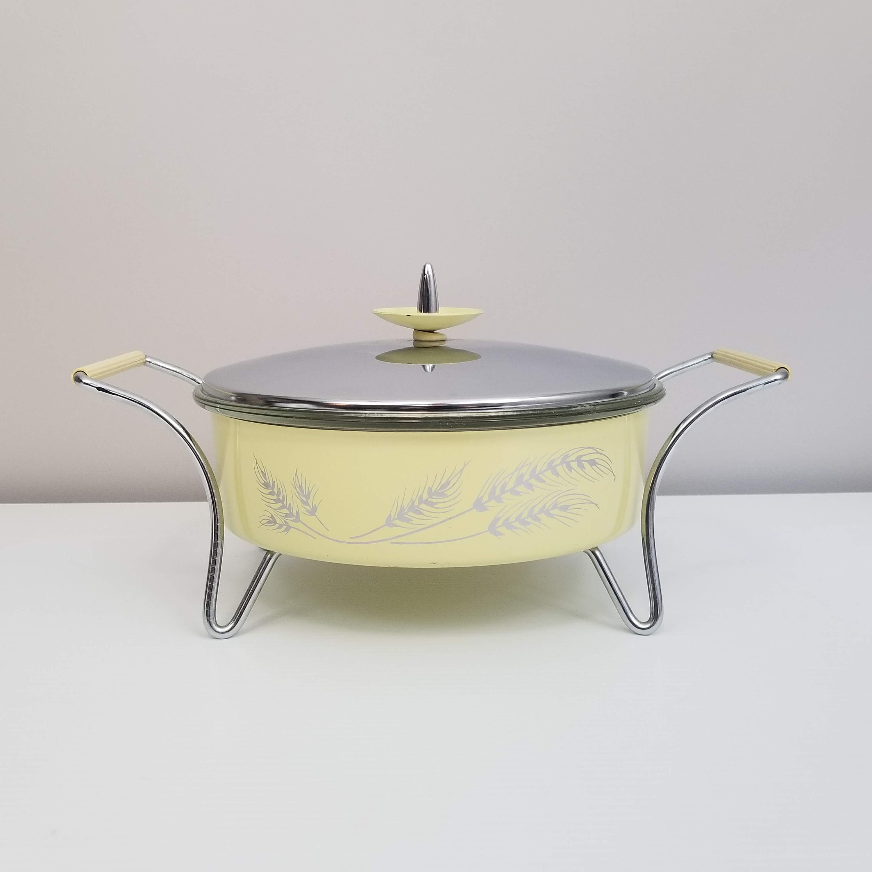 Whatchamacallit Yellow Pyrex 595 Divided Chafing Dish, Mid Century ...