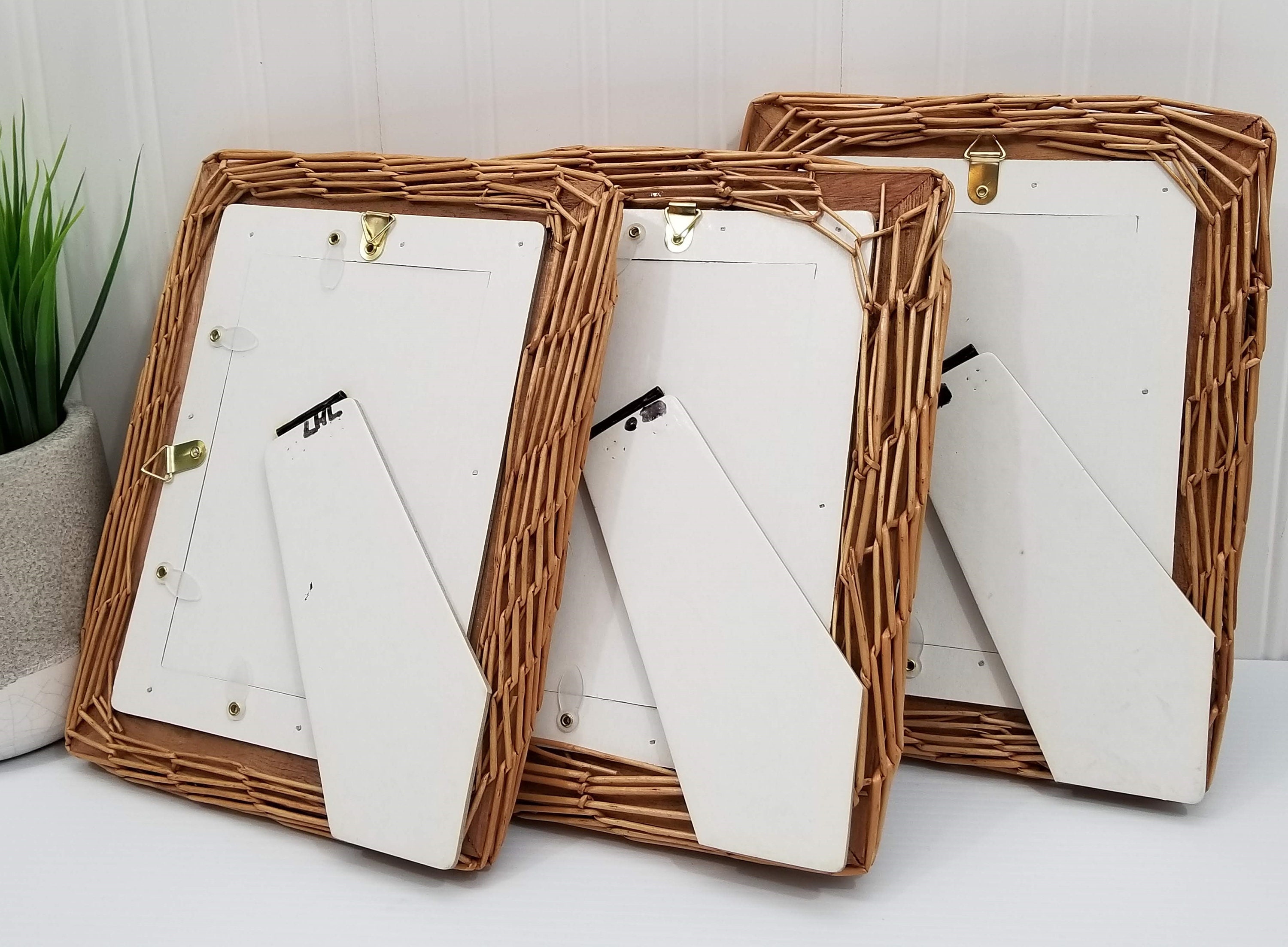 Wicker, Rattan & Wood 4 x 6 Photo Frames, Cardboard Back, Glass Face ...