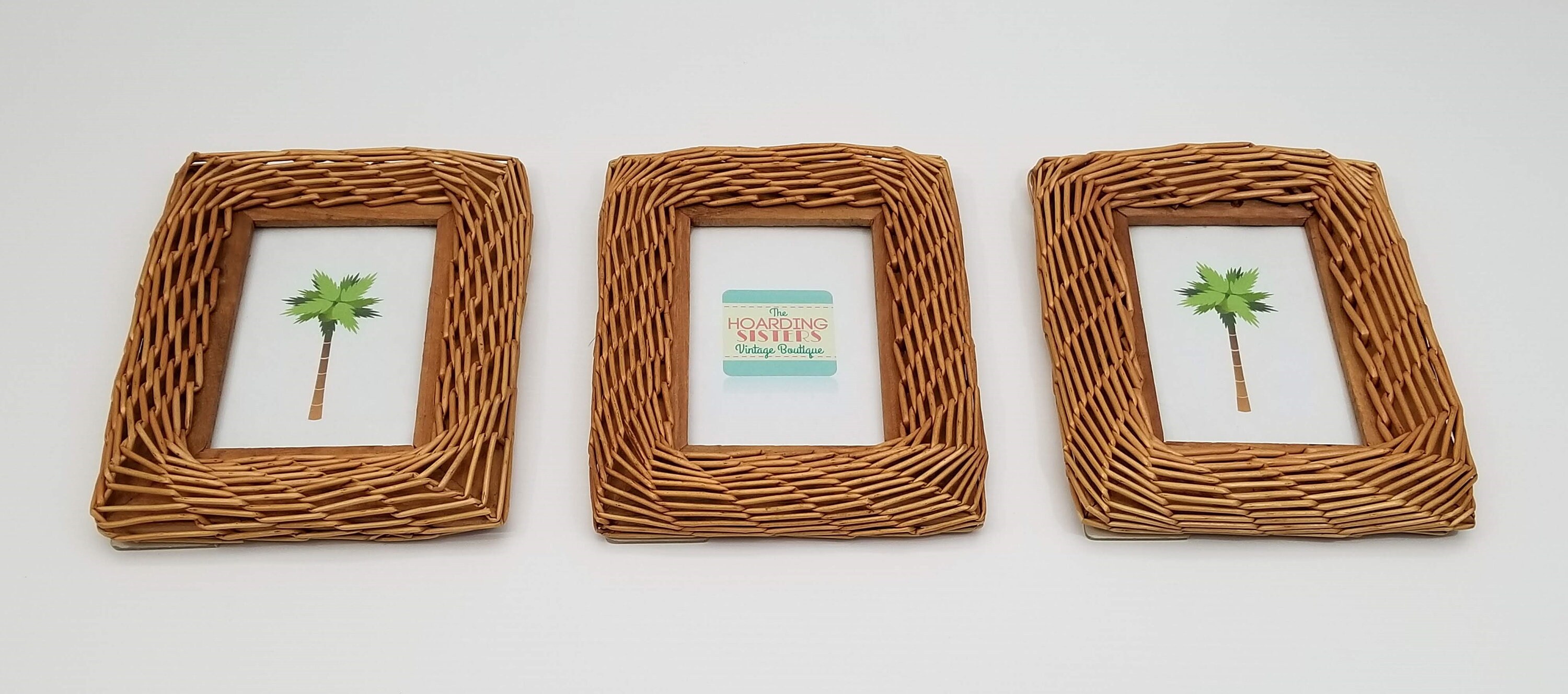Wicker, Rattan & Wood 4 x 6 Photo Frames, Cardboard Back, Glass Face ...