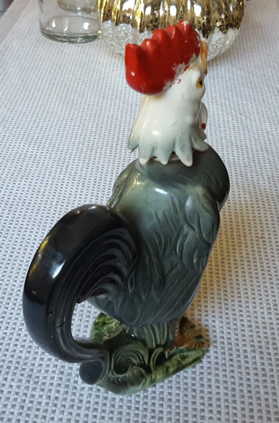 Antique Rooster Decanter Figurine, Glaze and Baked Paint, Shabby ...