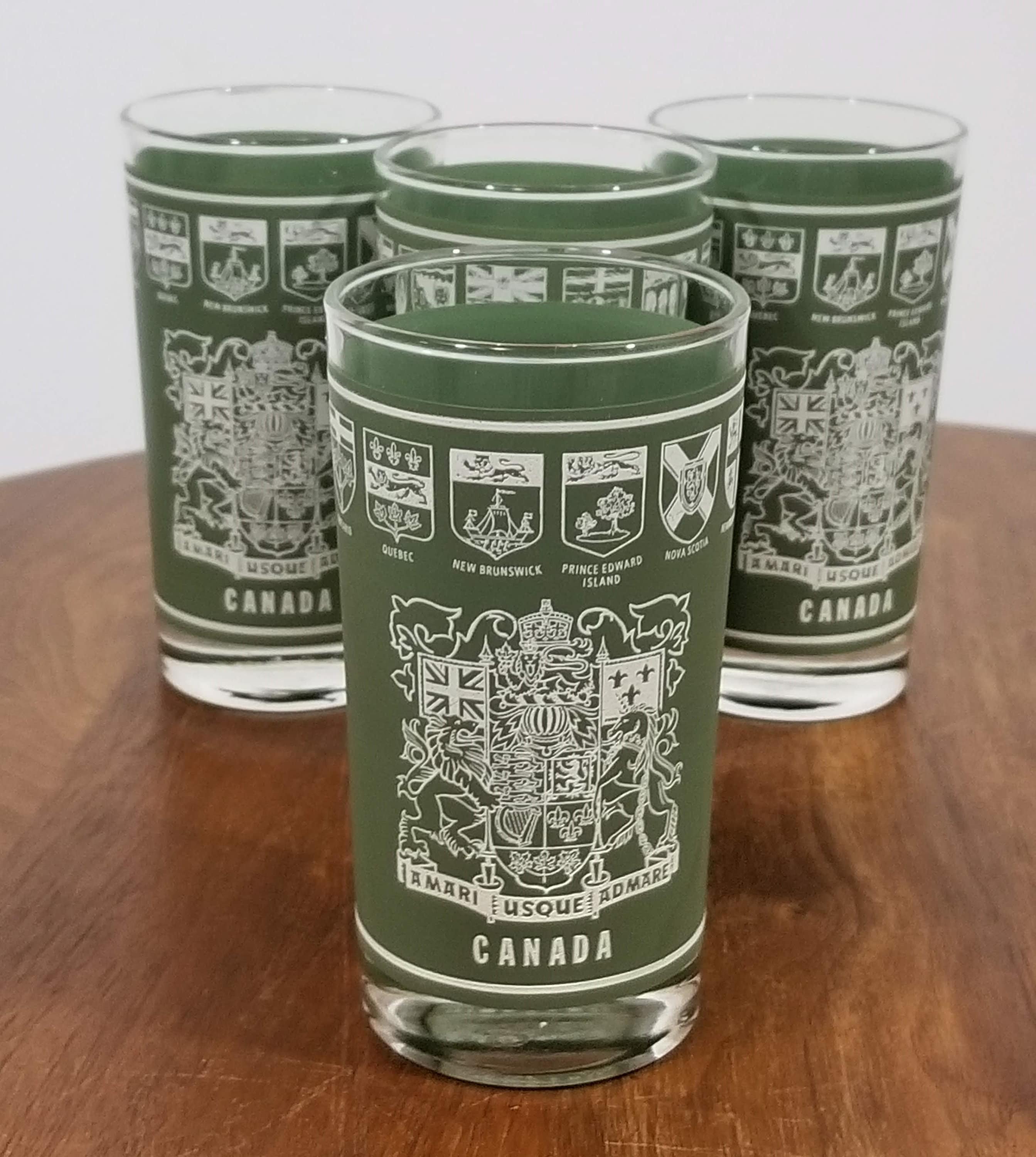 Centennial Canada Glasses Set of 4 in Green by Dominion Glass, 1867 ...
