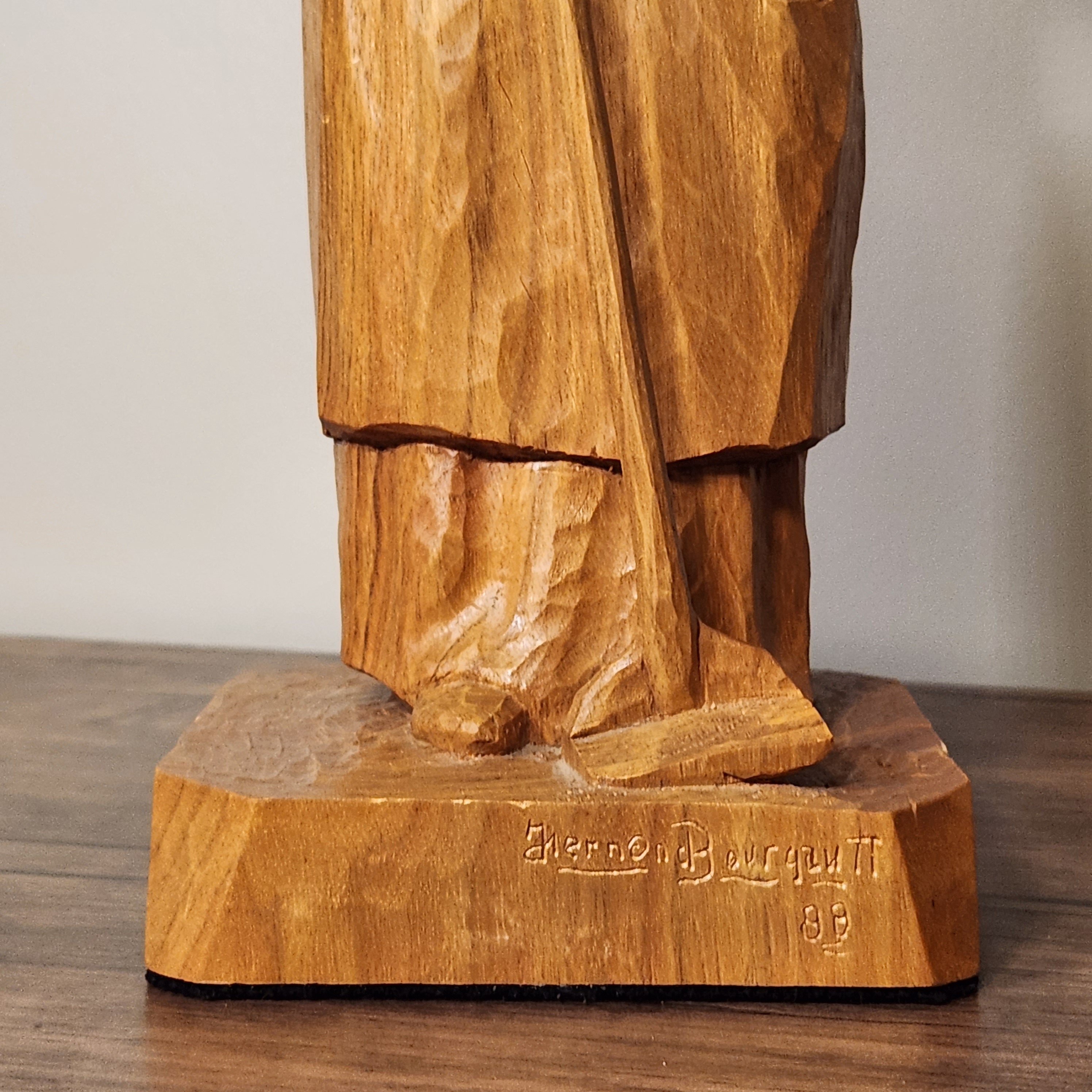 1988 Fernard Bourgault Wood Sculpture, Artist Signed, Canadian Folk Art ...