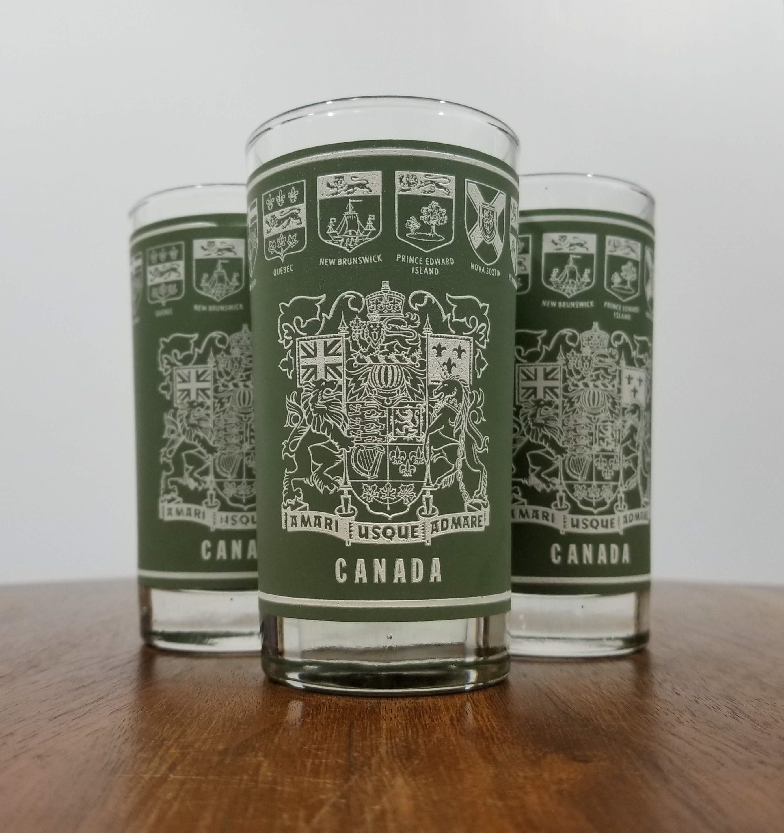 Centennial Canada Glasses Set of 4 in Green by Dominion Glass, 1867 ...