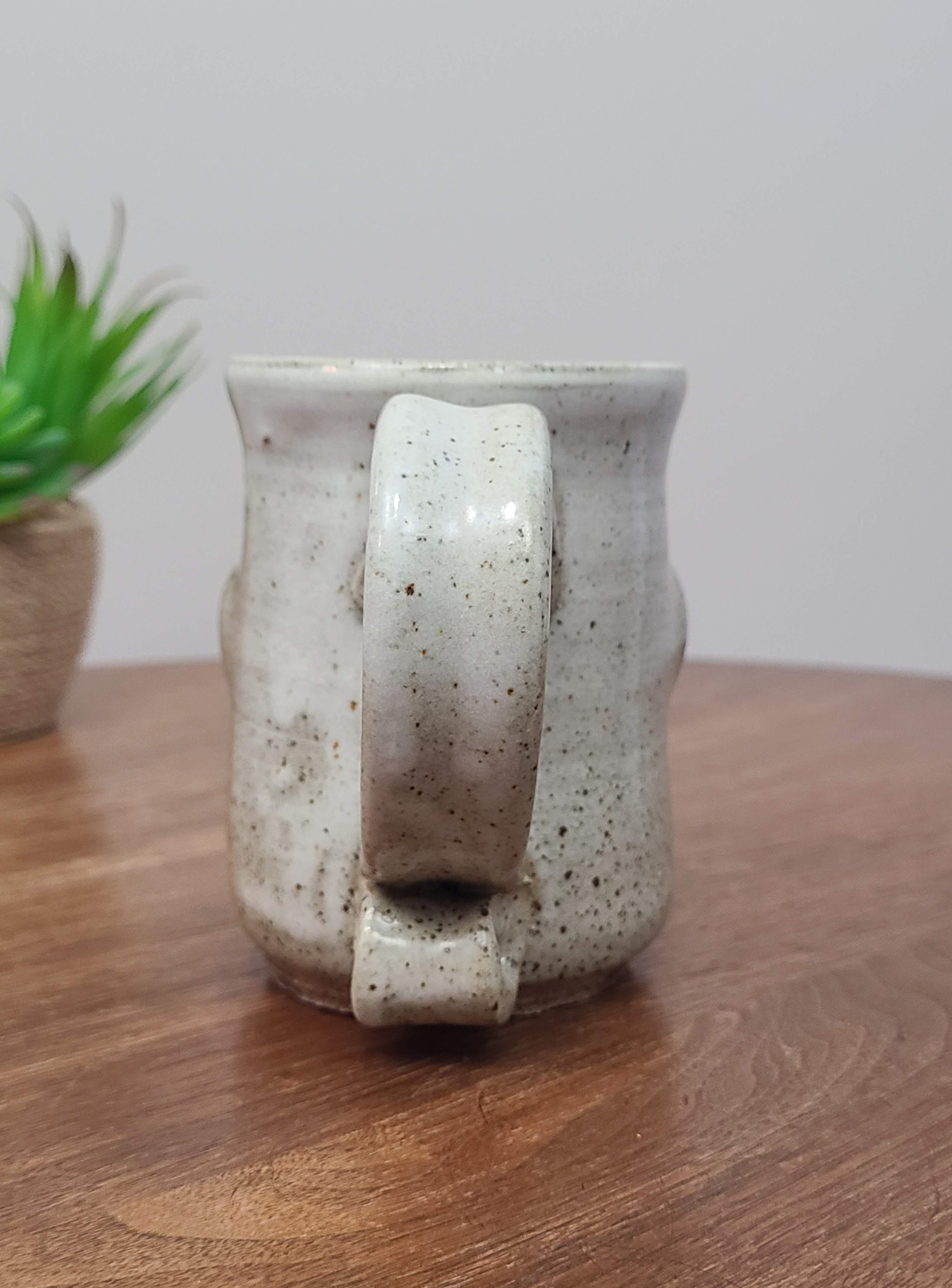 Ugly Face Pottery Mug, Grey with Brown Speckles, Handlebar Moustache ...
