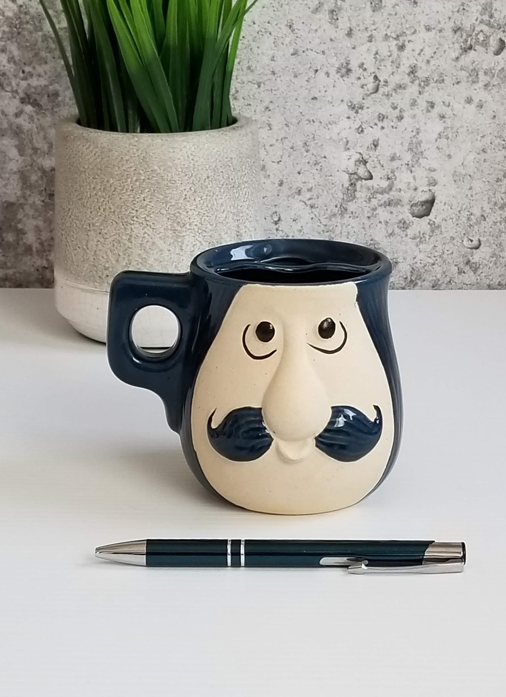 Ceramic & Stoneware Moustache Saver Mug for Him, Coffee Mug, Made in ...
