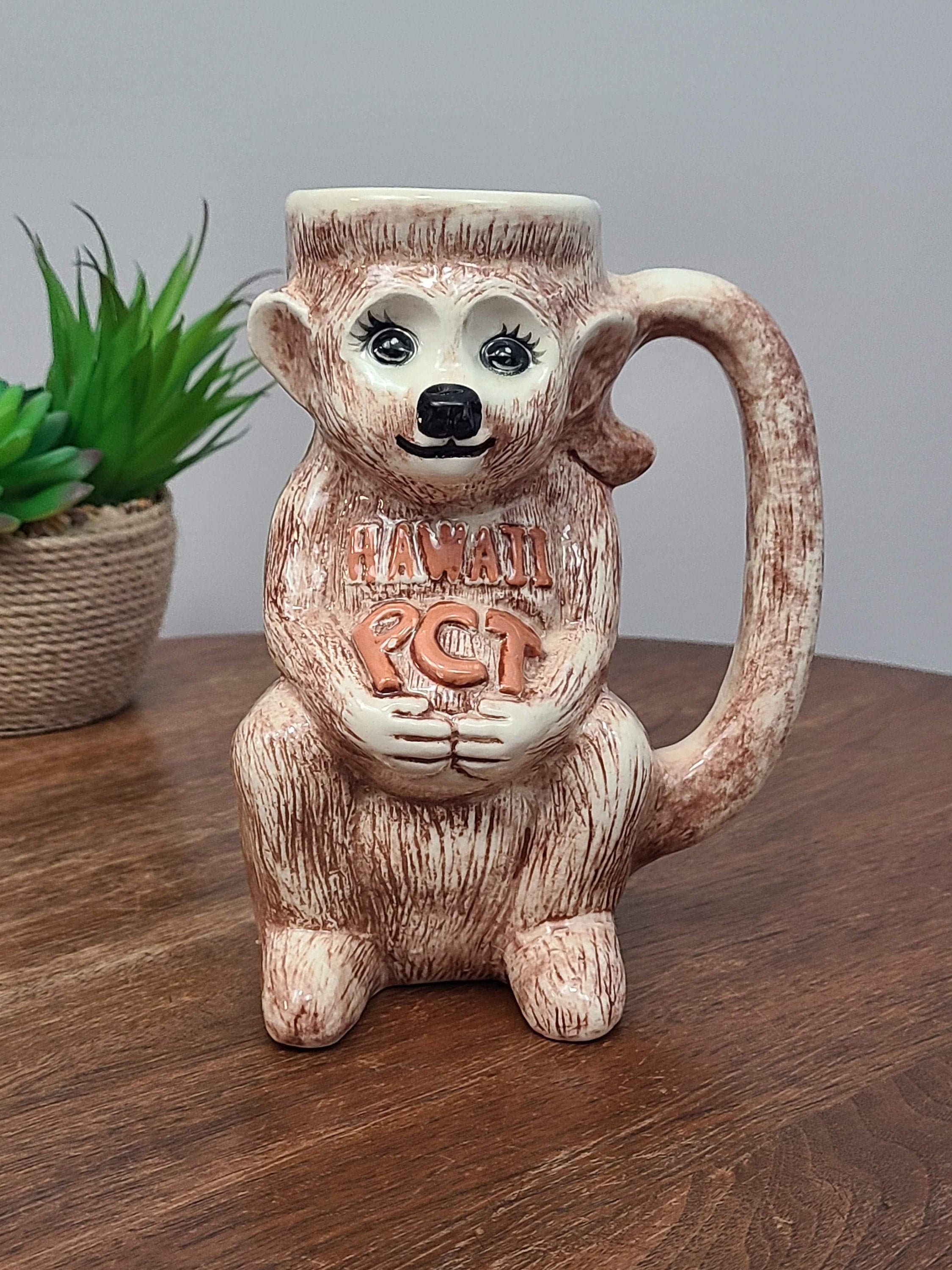 Pearl City Tavern Hawaii Monkey Mug, Tiki Bar, Figural Girl Monkey Tail ...