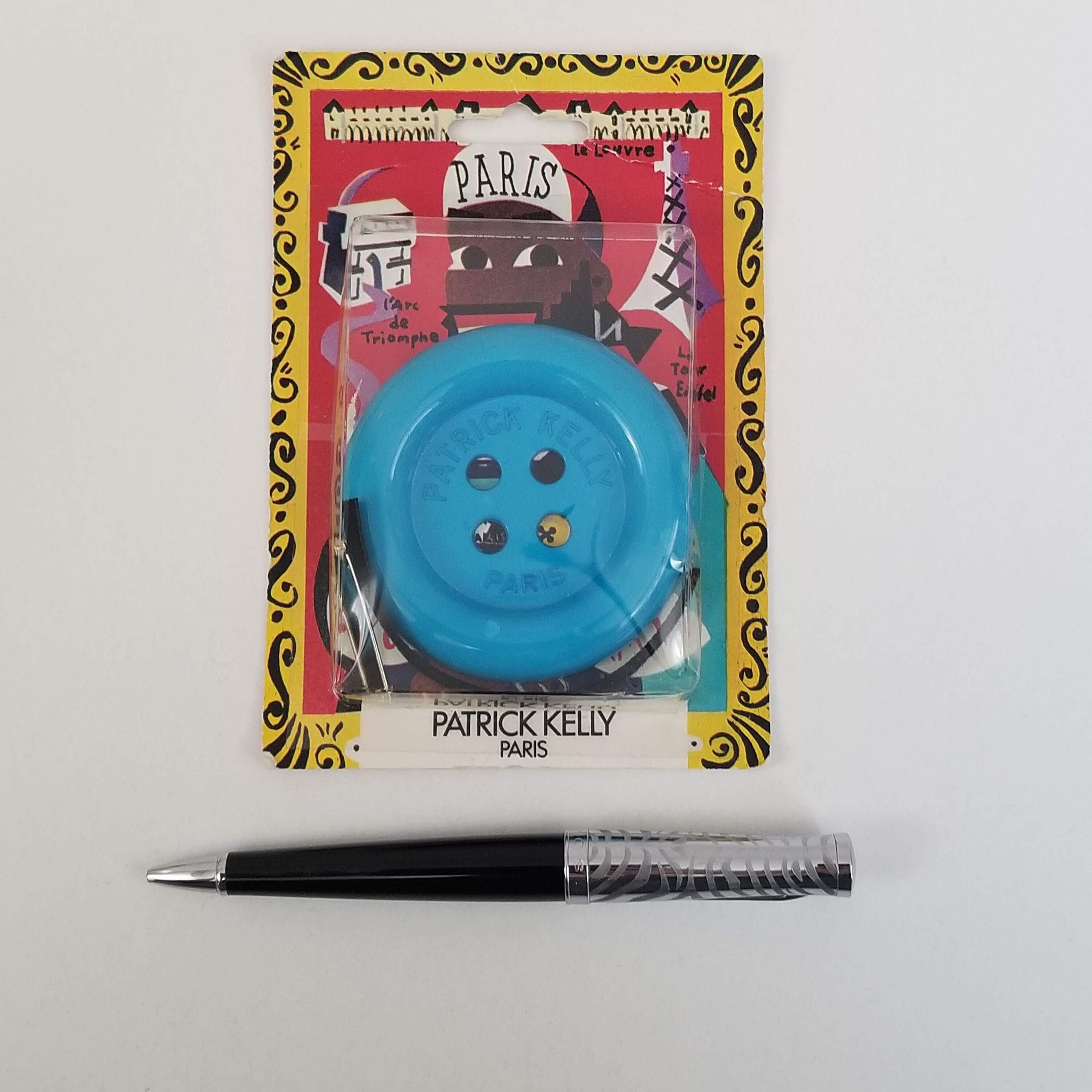 PATRICK KELLY Blue Designer Oversized Button, Pin Kit, Brooch, New in ...