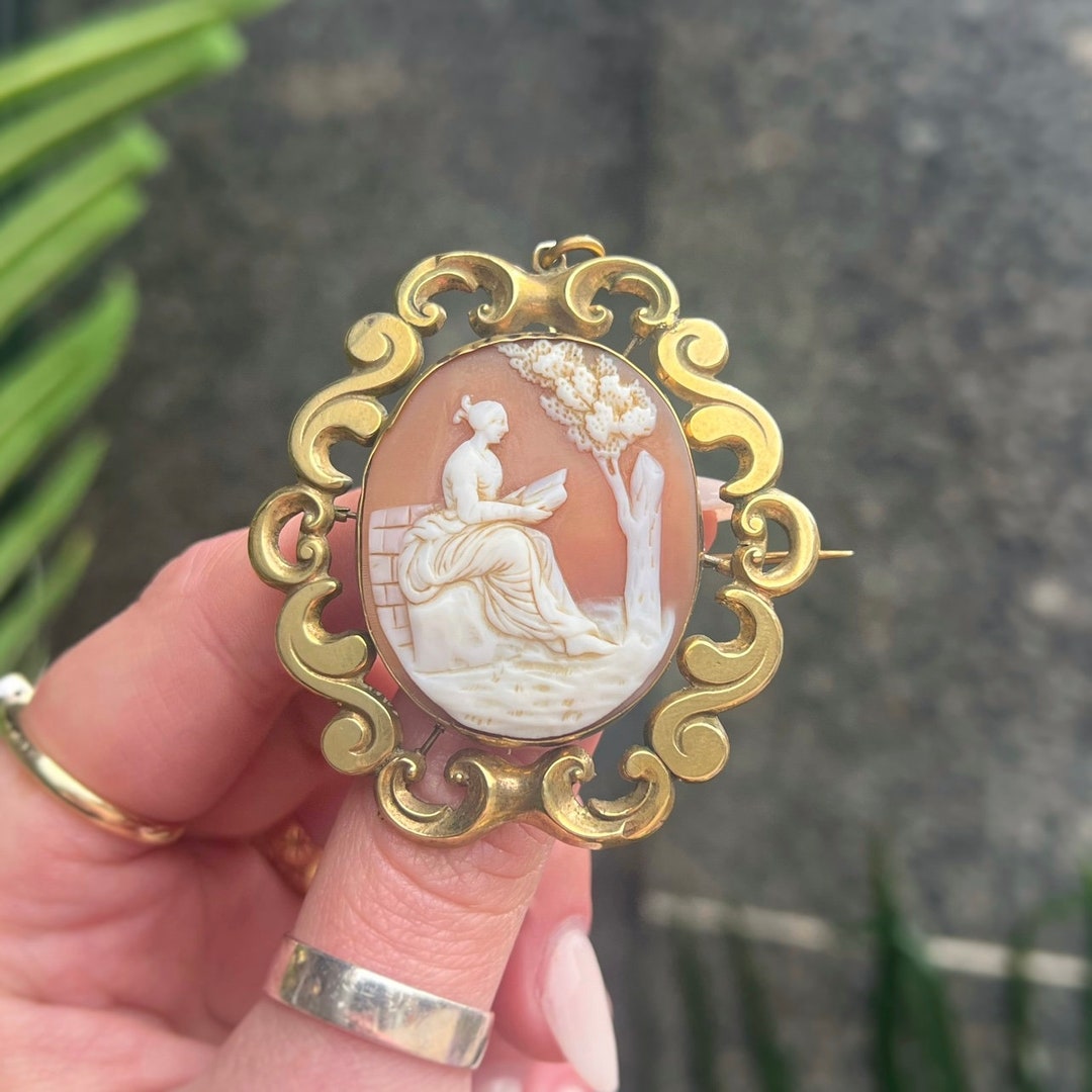 Antique Victorian Pinchbeck and Shell Cameo Brooch - Etsy