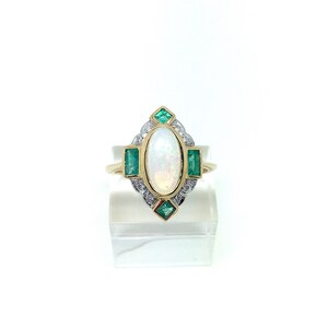 Luke Stockley 9ct Yellow Gold, Opal, Emerald & Diamond Art Deco ...