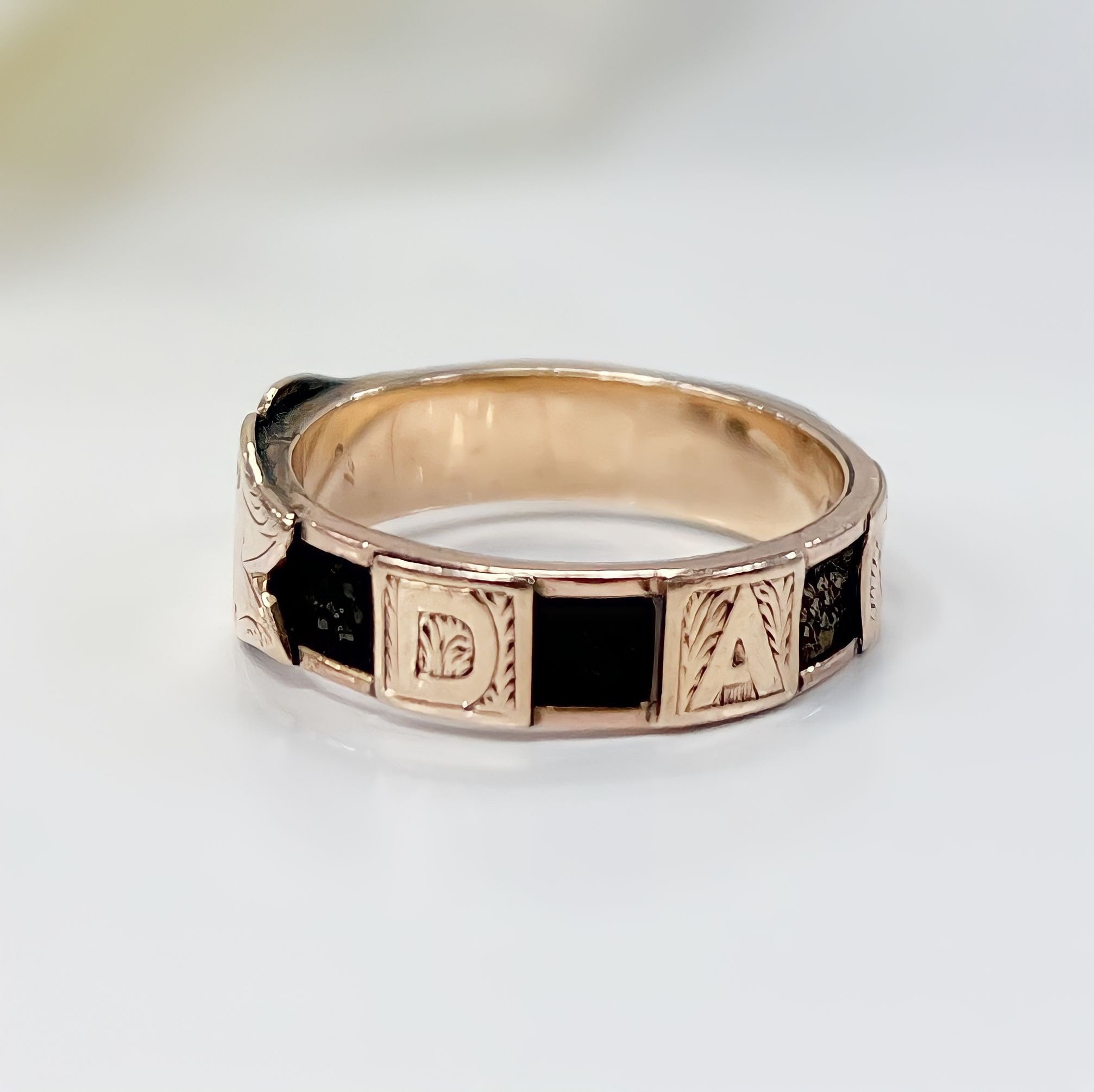 Victorian 9ct Rose Gold Mourning Ring With Engraved Initials - Etsy