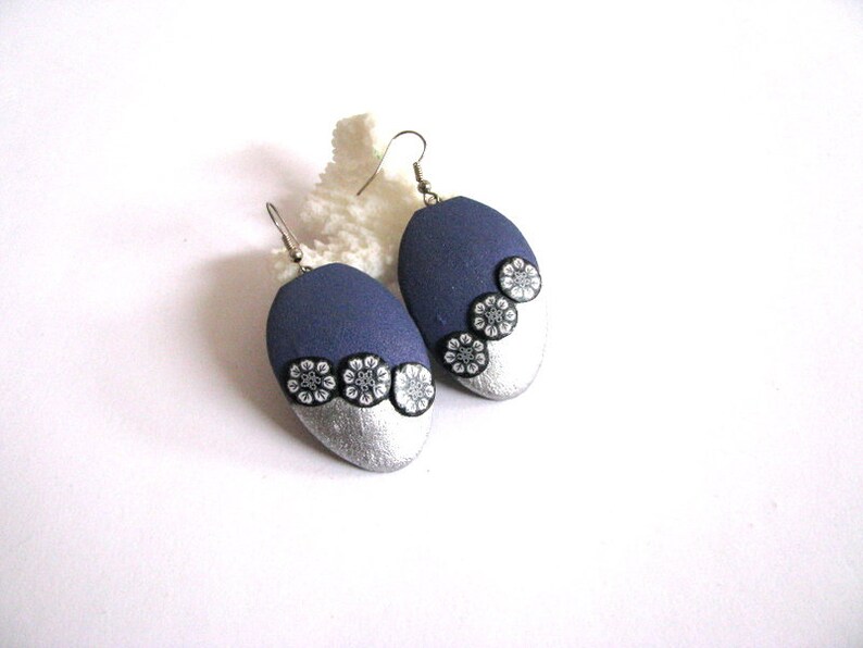 Blue Dainty Earrings Tiny Dangle Earrings Blue Silver Drop Earrings ...