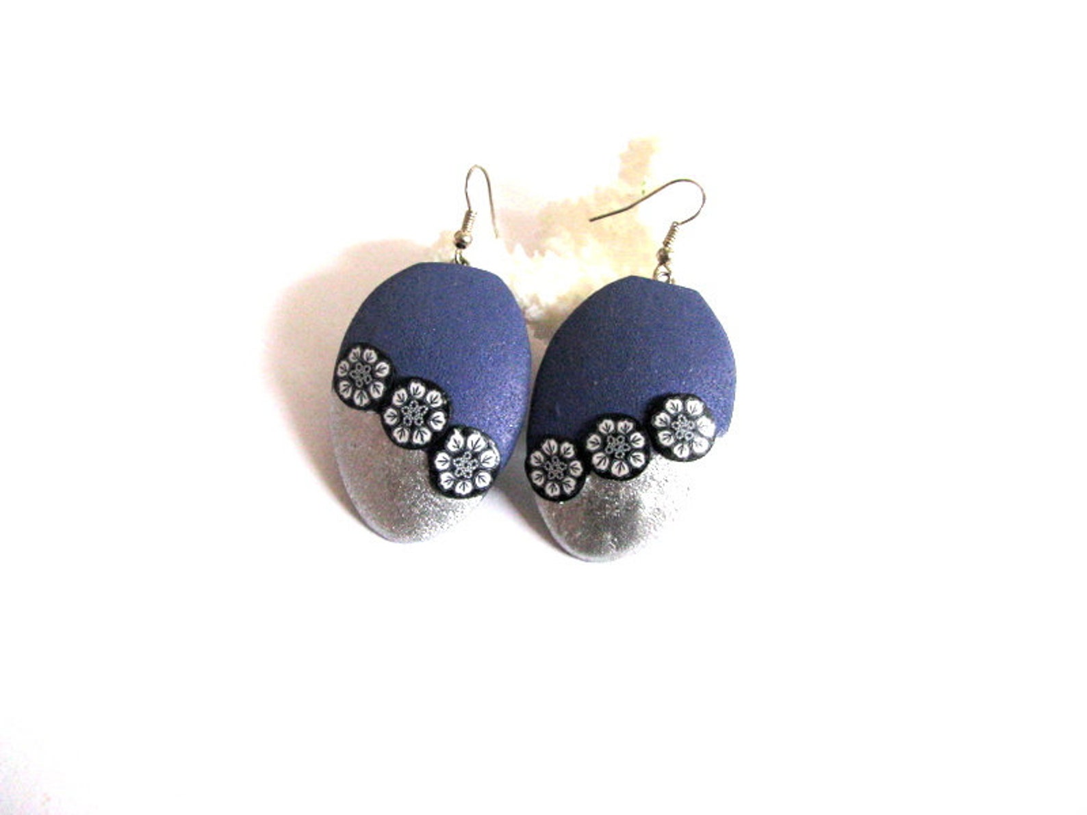 Blue Dainty Earrings Tiny Dangle Earrings Blue Silver Drop - Etsy