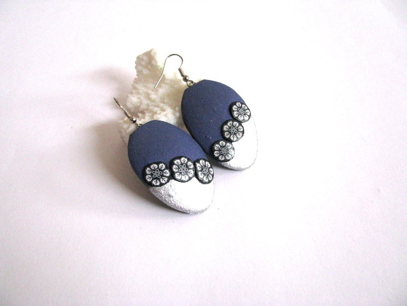 Blue Dainty Earrings Tiny Dangle Earrings Blue Silver Drop Earrings ...