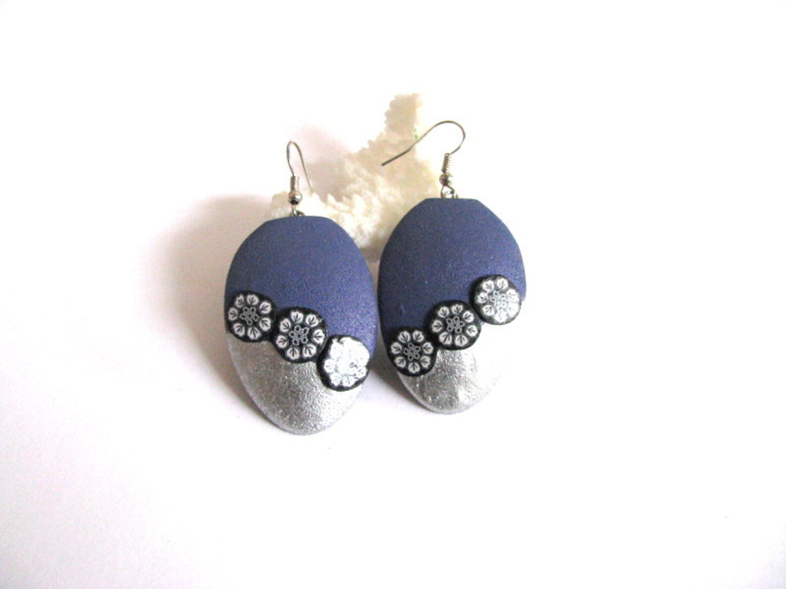 Blue Dainty Earrings Tiny Dangle Earrings Blue Silver Drop Earrings ...
