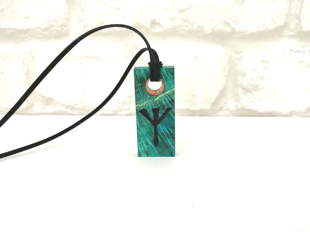 Mens Necklace Protection Algiz Safe Travel Bind Rune Men Necklace ...