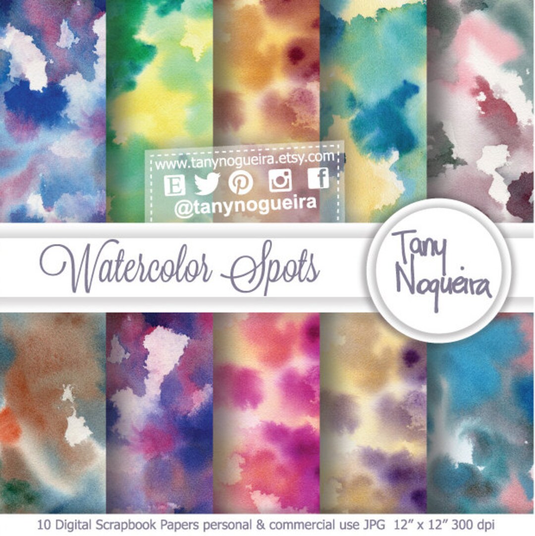 Watercolor Spots Digital Paper - Etsy