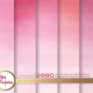 Watercolor Pink Ombre Digital Paper Watercolour Backgrounds - Etsy