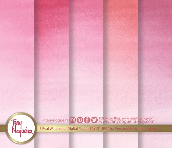 Watercolor Pink Ombre Digital Paper Watercolour Backgrounds | Etsy