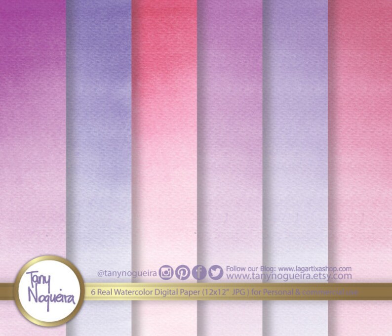 Watercolor Pink Ombre Digital Paper, Watercolour Backgrounds, Patterns ...