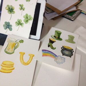 St. Patrick's Day Watercolor Clipart Shamrocks Rainbow Pot of Gold ...
