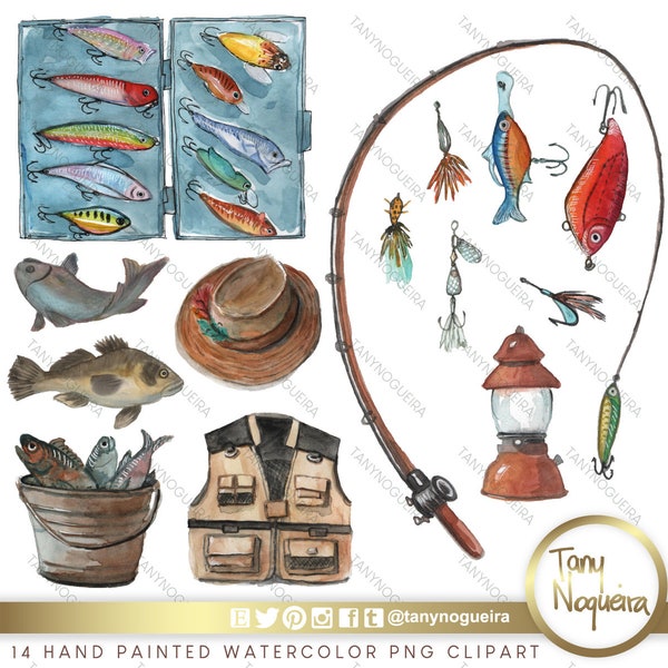 Fishing Watercolor - Etsy