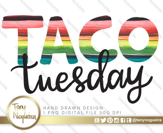 Taco Tuesday Cinco De Mayo Clip Art Images Watercolor | Etsy