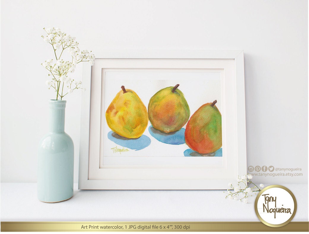 Pears Print , Watercolor, Wall Art Printable ,interior Design, Decor ...