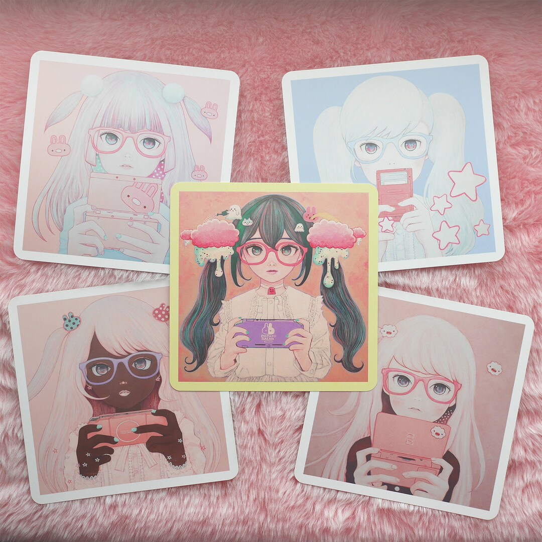 Square Postcard Set Gamergirl - Etsy