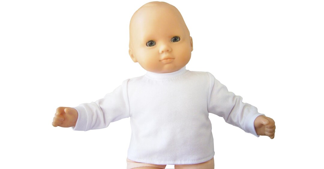 White Mock Turtleneck Top SNAP CLOSURE! Handmade to Fit 15" Dolls Such ...