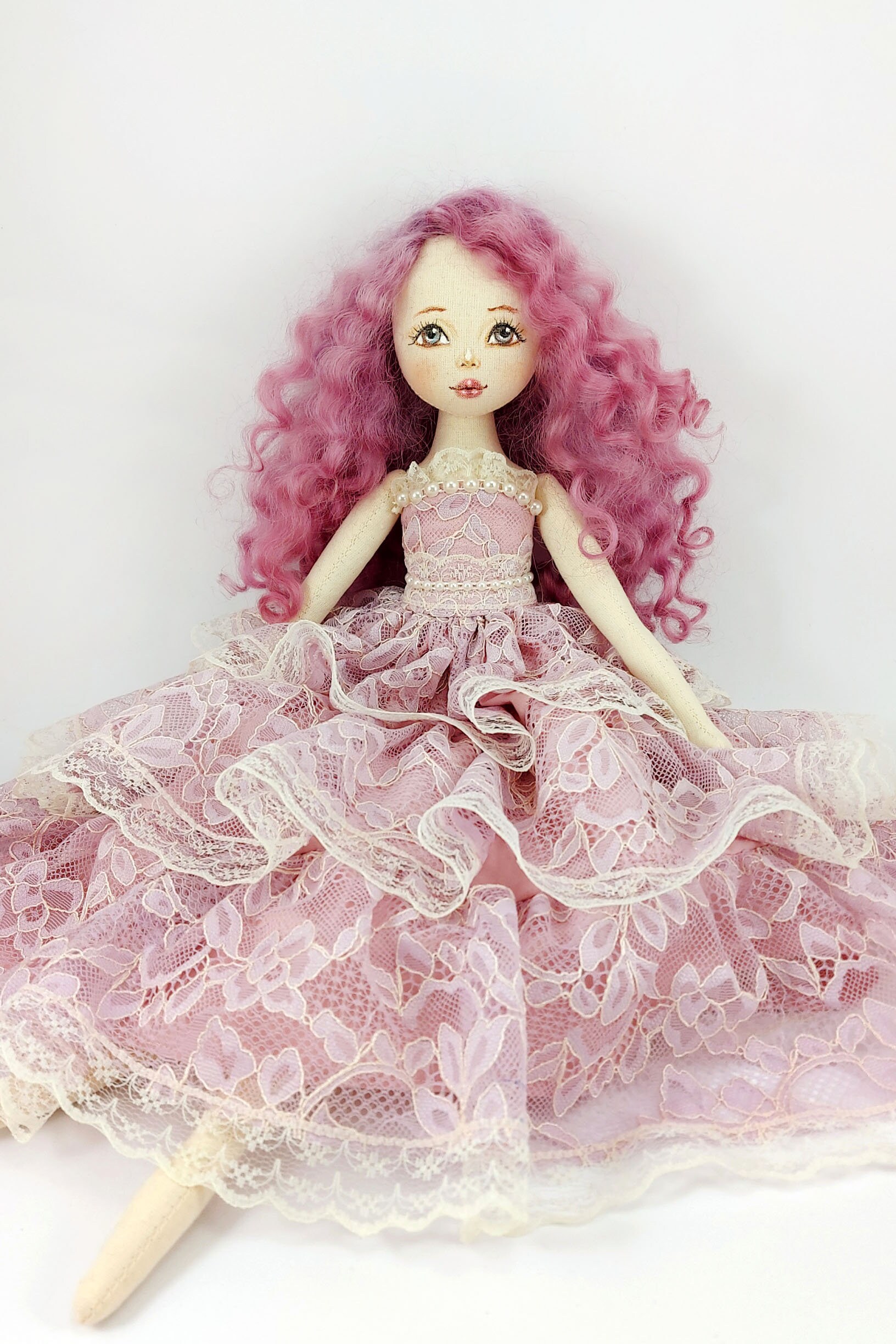 Rag doll white princess doll 18 handmade in a purple | Etsy